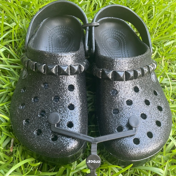CROCS | Shoes | Rare New Collectors 26 Crocs Crocband Black Glitter ...